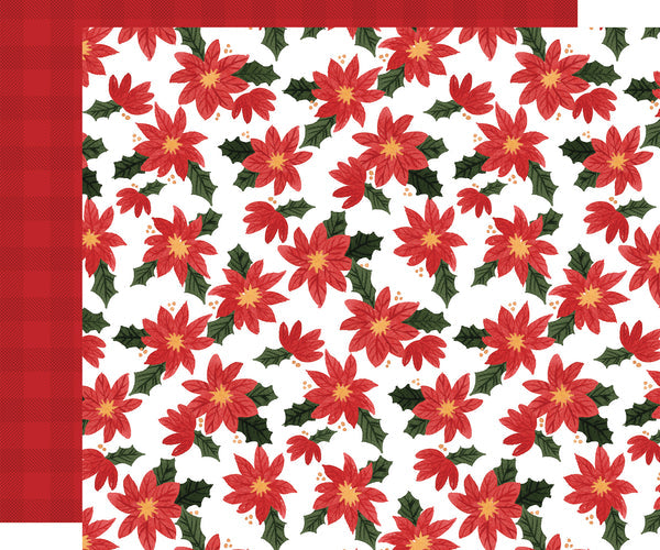 Christmas Happy Poinsettias Scrapbook Paper – CT Scrapbooks