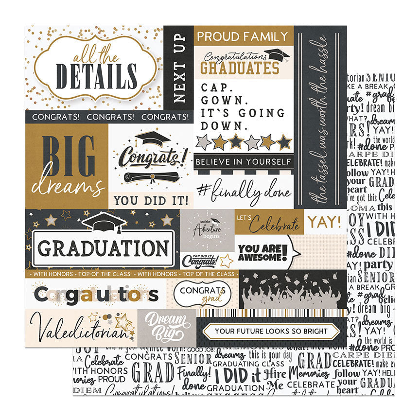 Graduate Graduation Details Scrapbook Paper – CT Scrapbooks