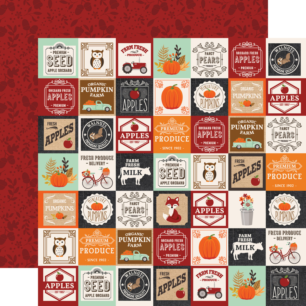 Autumn Favorite Fall Squares Scrapbook Paper – CT Scrapbooks